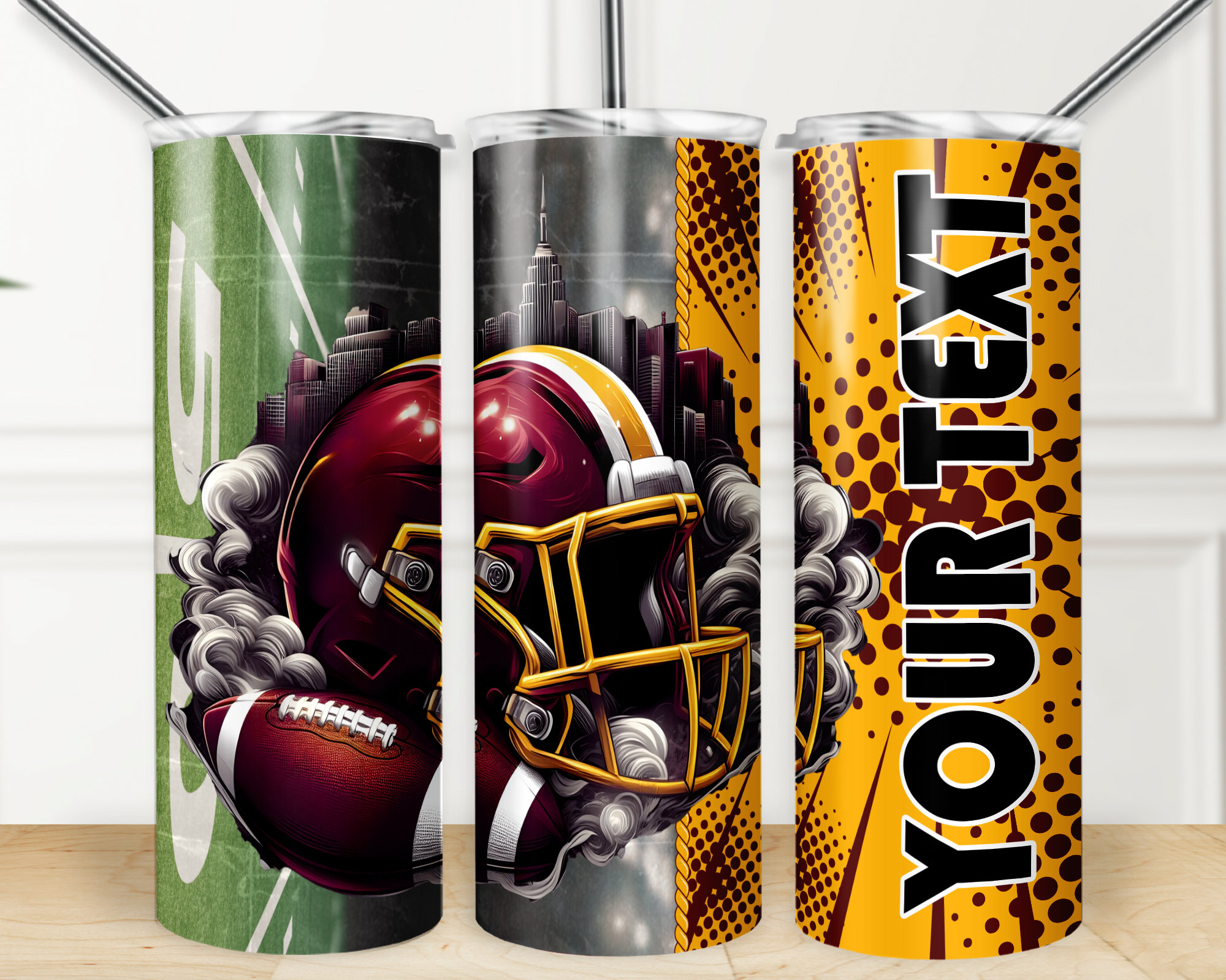 Add Your Text 20 Oz Skinny Tumbler Wrap, American Football Helmet PNG ...
