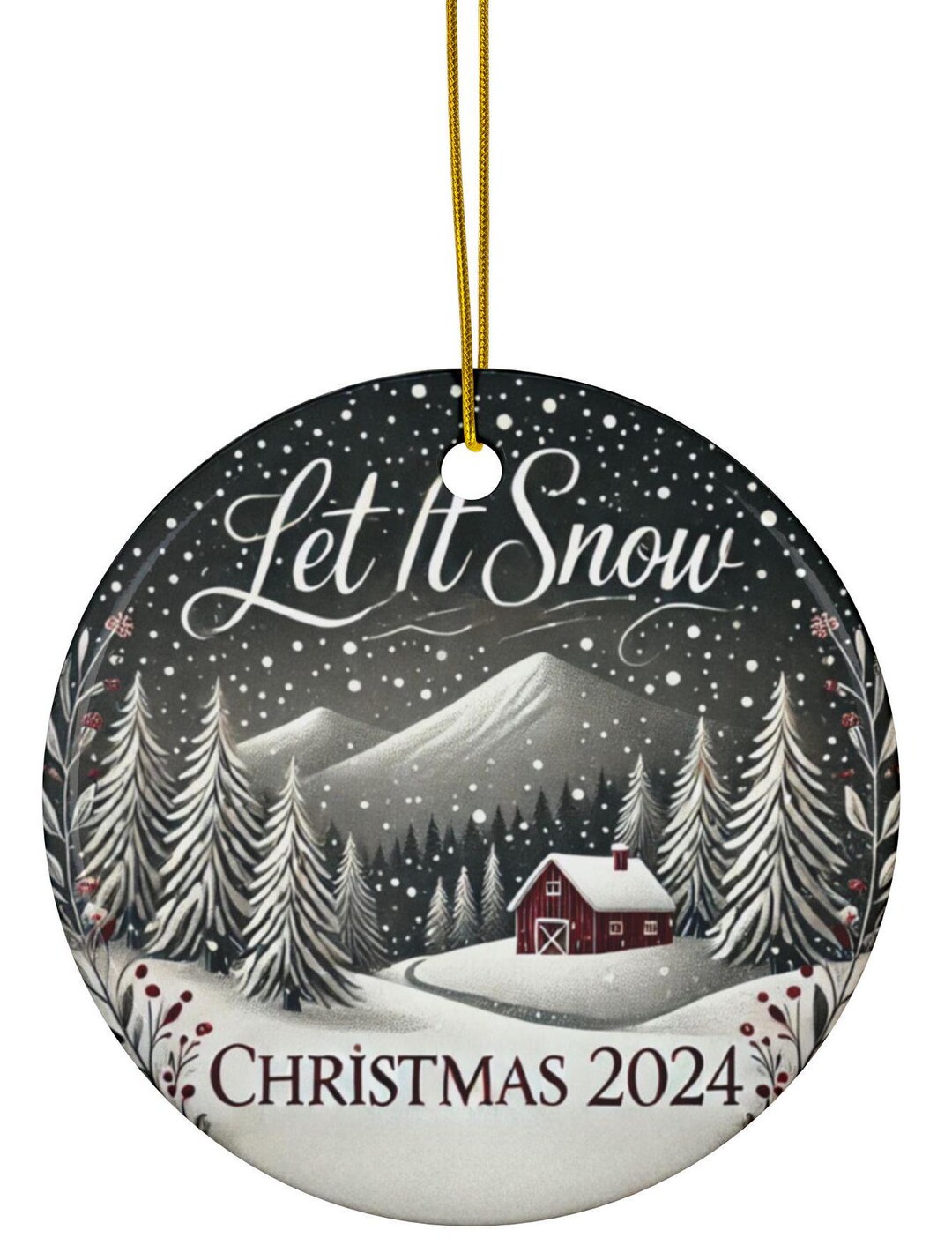 Double-sided Winter Scene Ceramic Christmas Ornament - 'let It Snow' - Etsy
