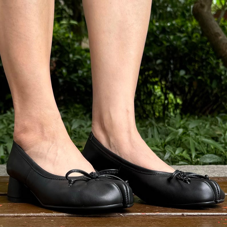 Cowhide Split Toe Ballet Flats Sandals 3.5 CM Heel - Etsy