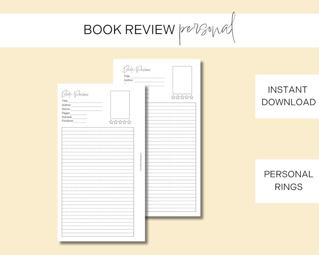 PERSONAL Printable Book Review Planner Inserts, Reading Insert, Reading ...