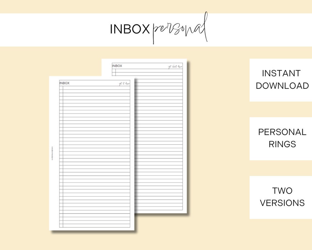 PERSONAL Printable Inbox Planner Inserts, Inbox Insert Inbox Tracker ...