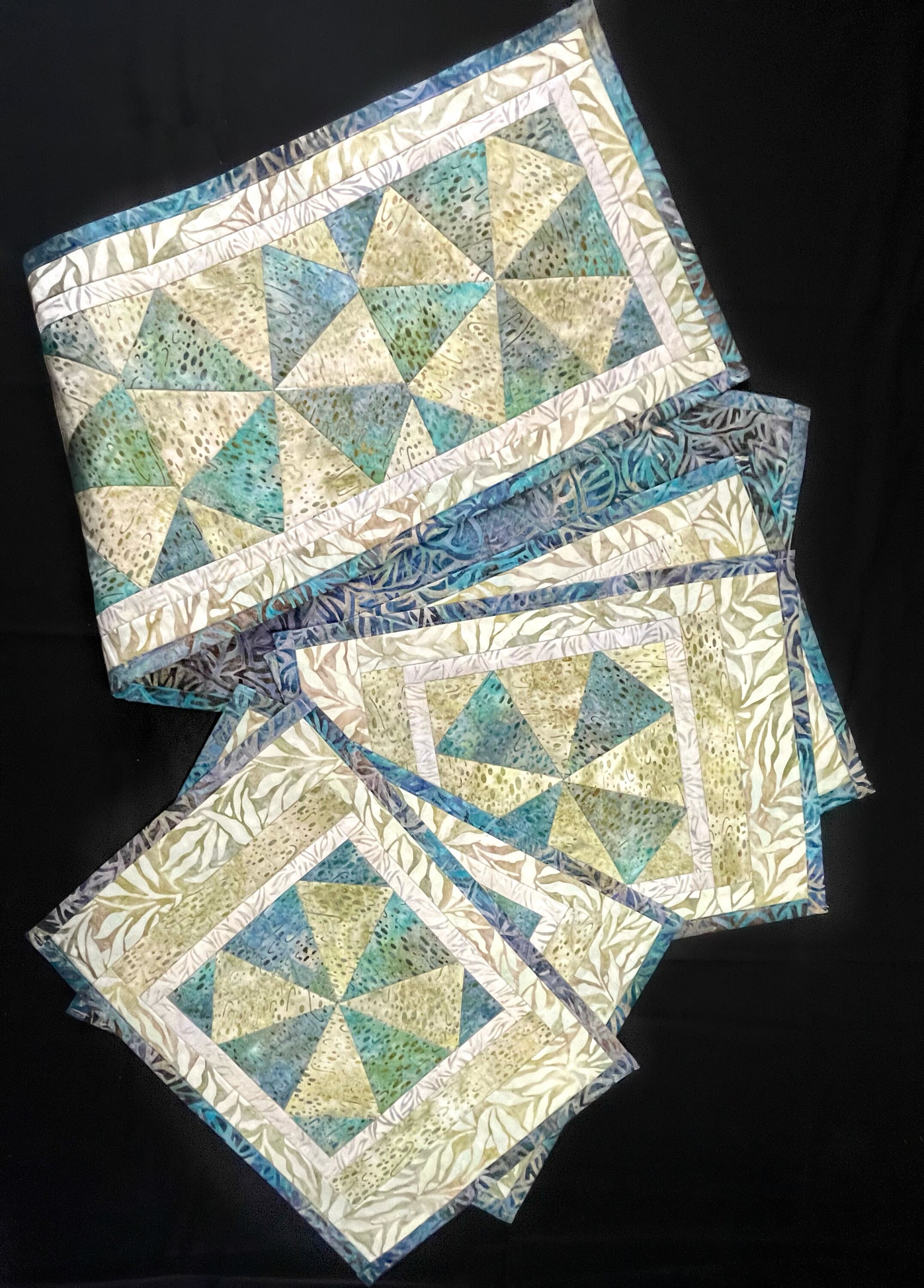 Leafy Batik Set-table Runner and Four Placemats - Etsy