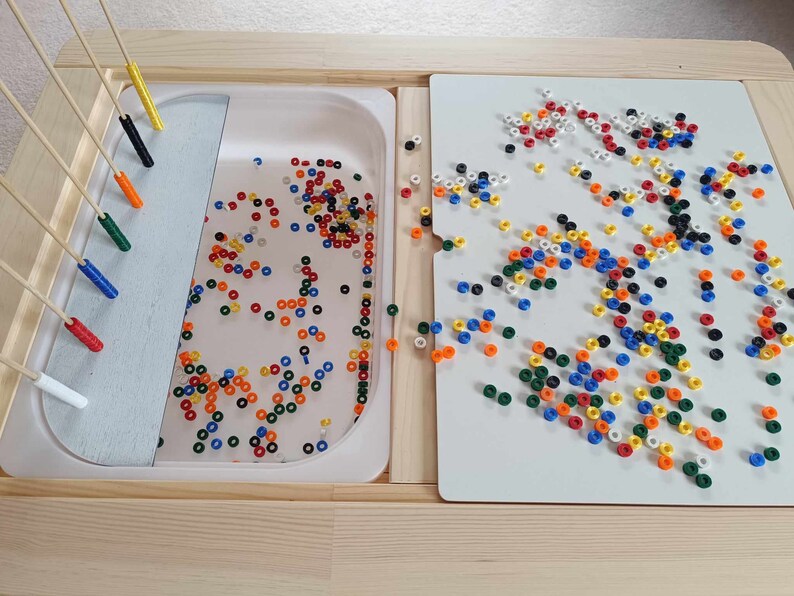 Montessori Colour Sorting Sensory Table Flisat Insert Wooden Sticks ...