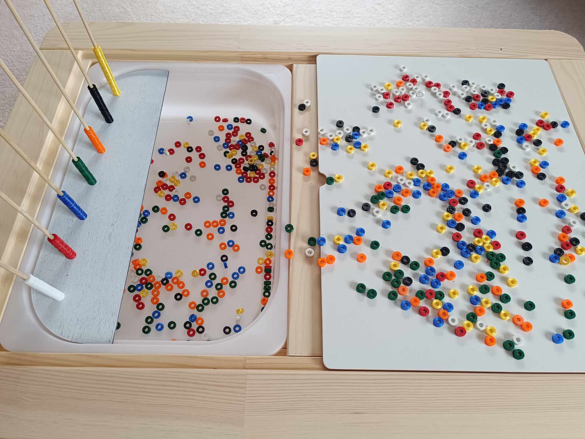 Montessori Colour Sorting Sensory Table Flisat Insert | Wooden Sticks ...