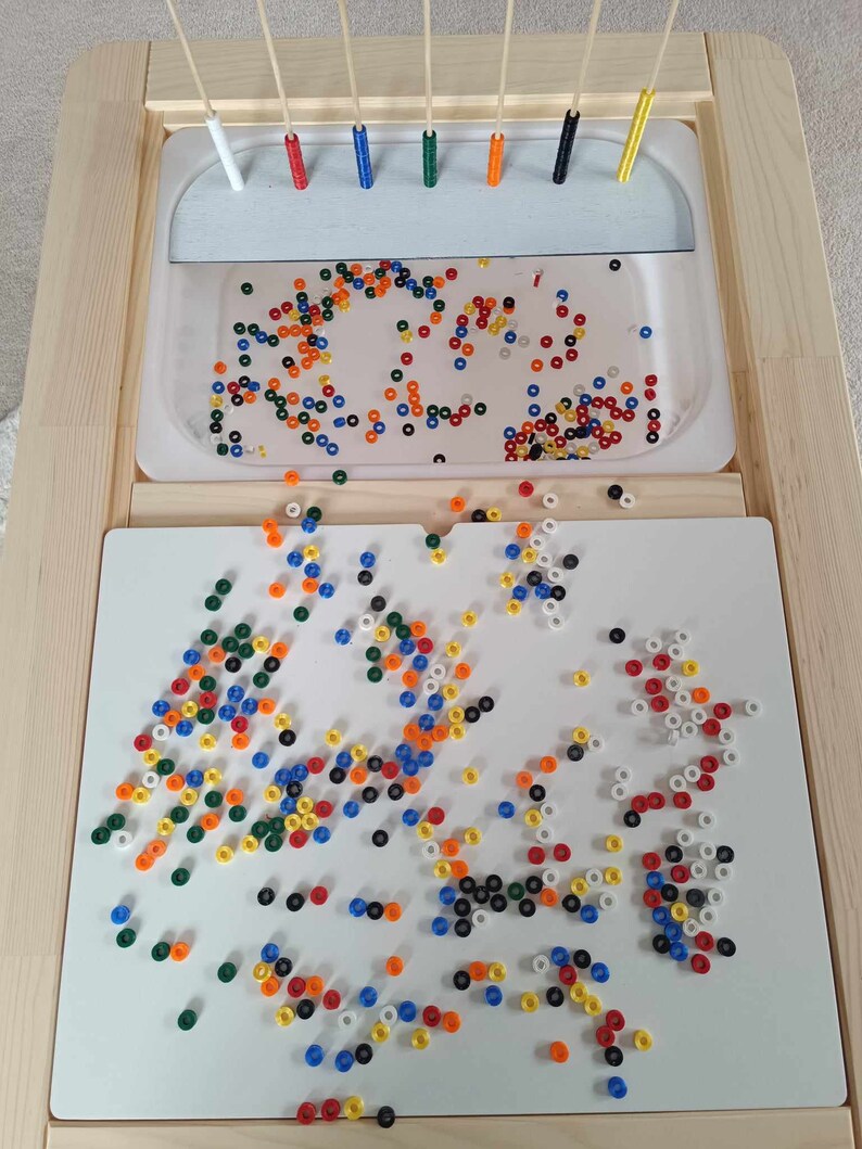 Montessori Colour Sorting Sensory Table Flisat Insert | Wooden Sticks ...