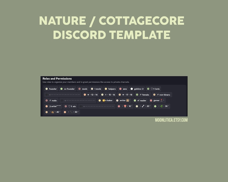 Green Nature / Cottagecore Discord Server Template / 35+ Channels ...