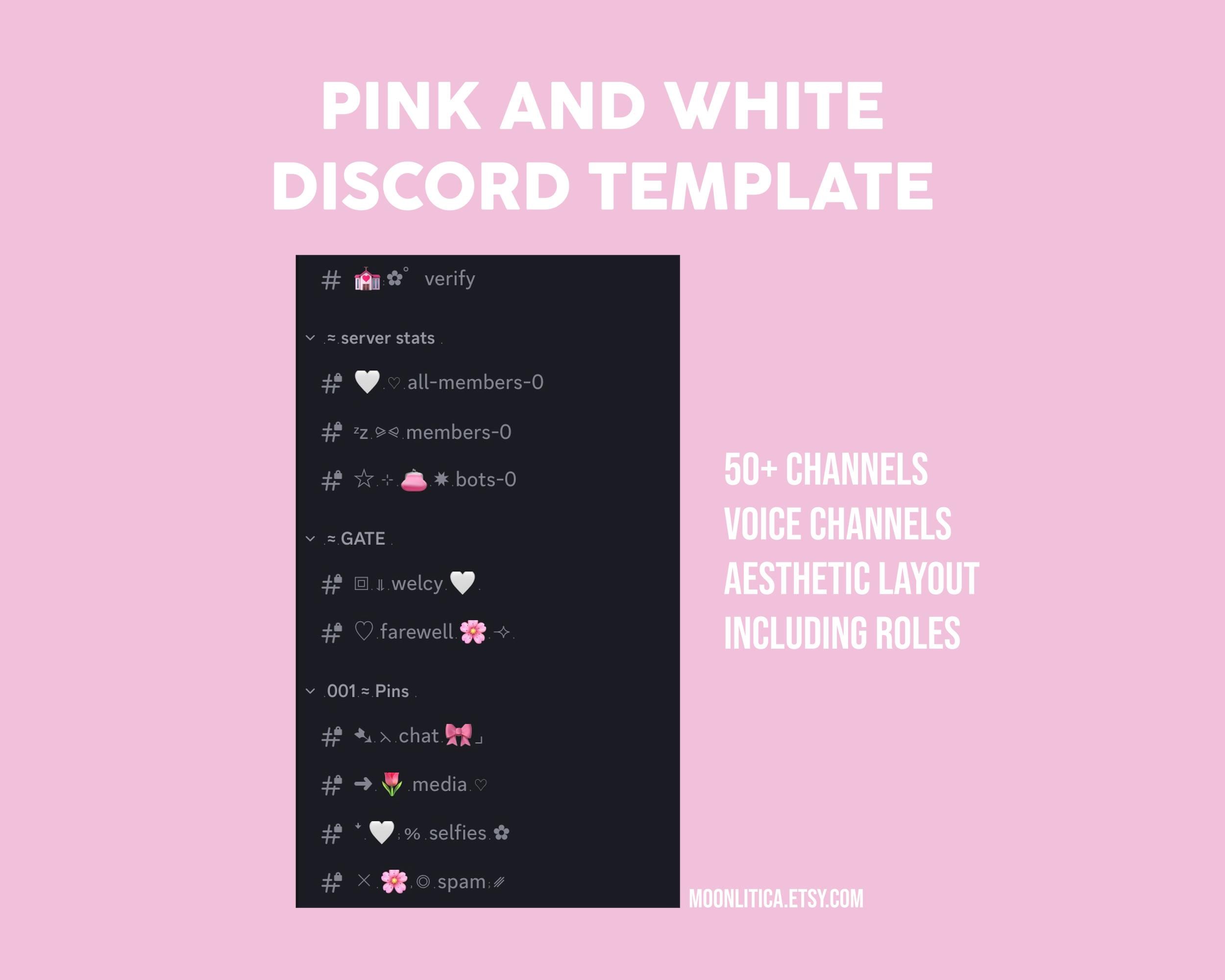 Cute Pink and White Server Template / 50+ Channels / Aesthetic Layout ...