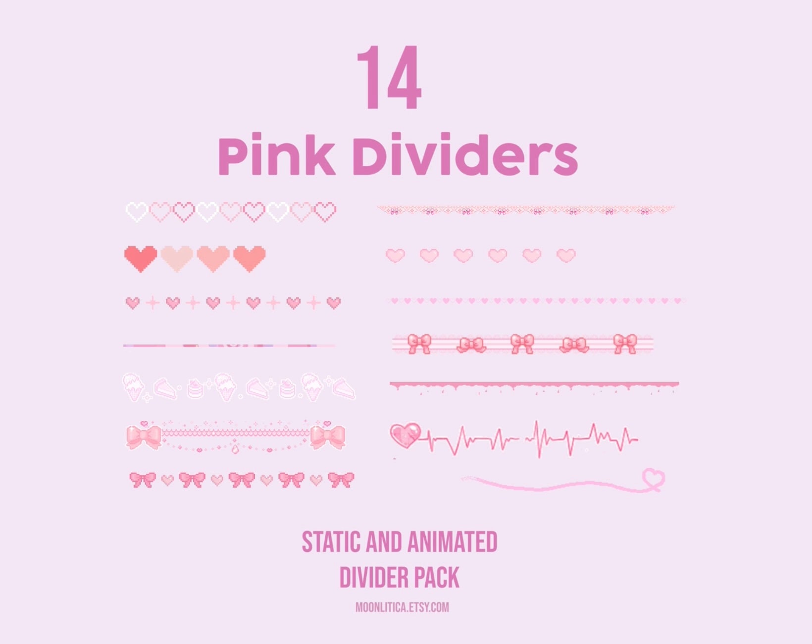 14 Pink Dividers for Discord / Static and Animated / Cute - Etsy