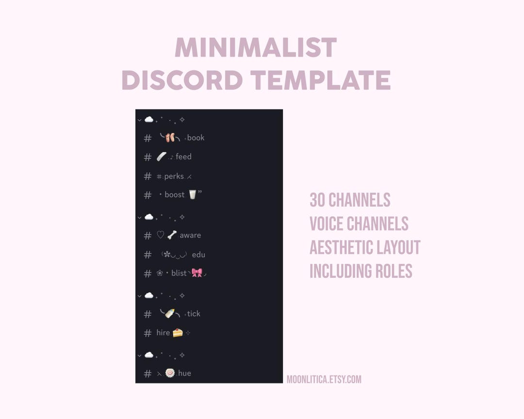 Minimalist Discord Server Template / 30 Channels / Aesthetic Layout - Etsy