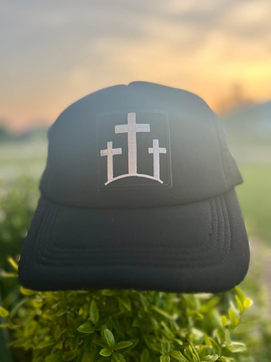 Father's Day Christian Trucker Hat Hats Three Crosses Jesus Black ...