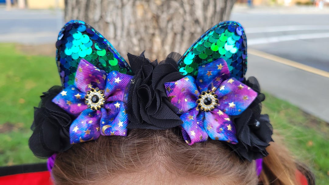 Purple Cat Ears, Purple Black, Kitty Ears Headband, Halloween Cat Ears ...