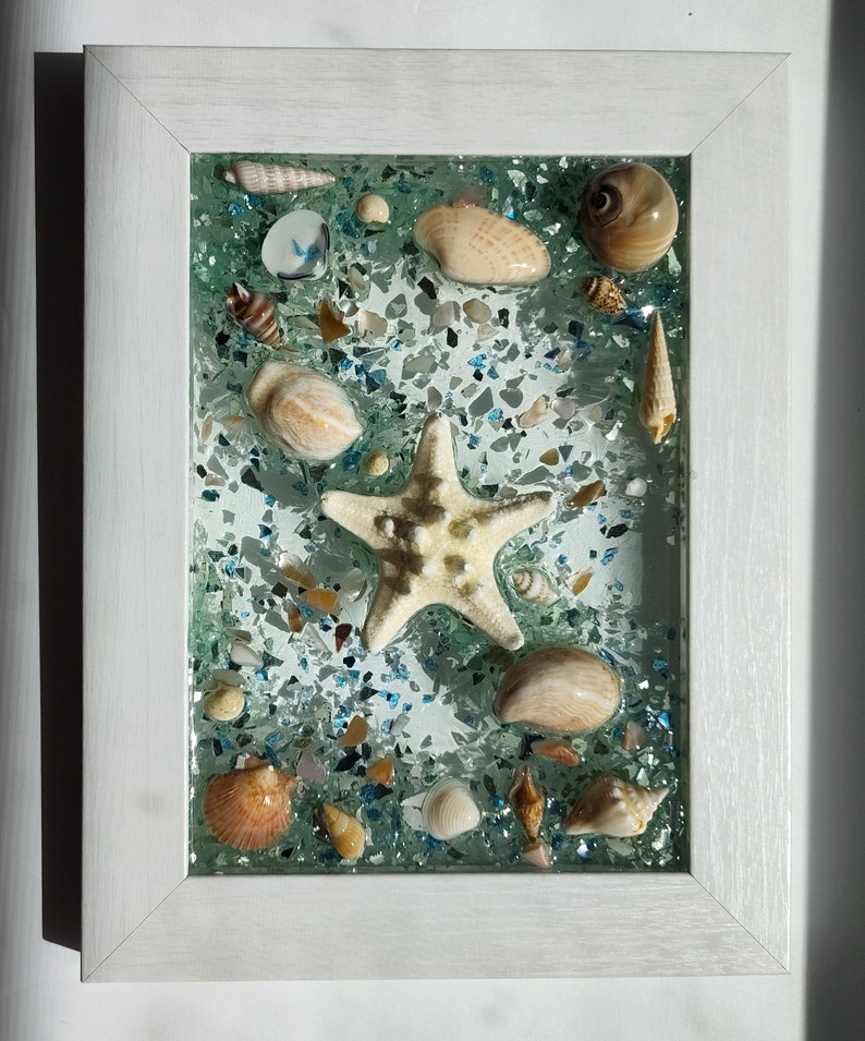 Seashell Wall Hanging, Coastal Art, Seashell Window, Beach Art, Glass ...