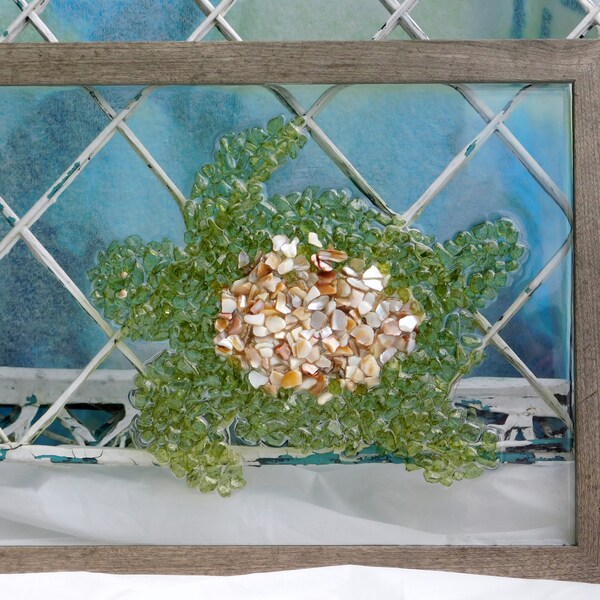 Crushed Sea Glass Turtle Art Etsy