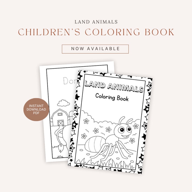 Land Animals Children's Coloring Book - Etsy