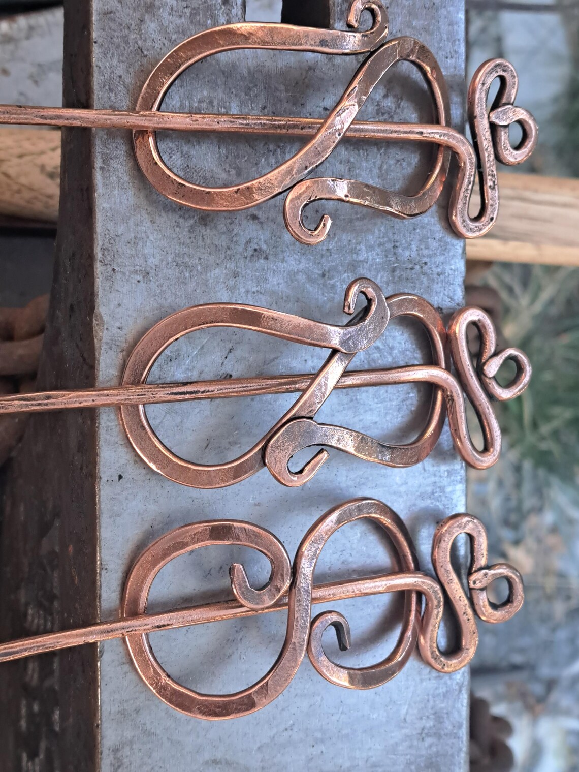 Hand Forged Copper Hair Pins - Etsy