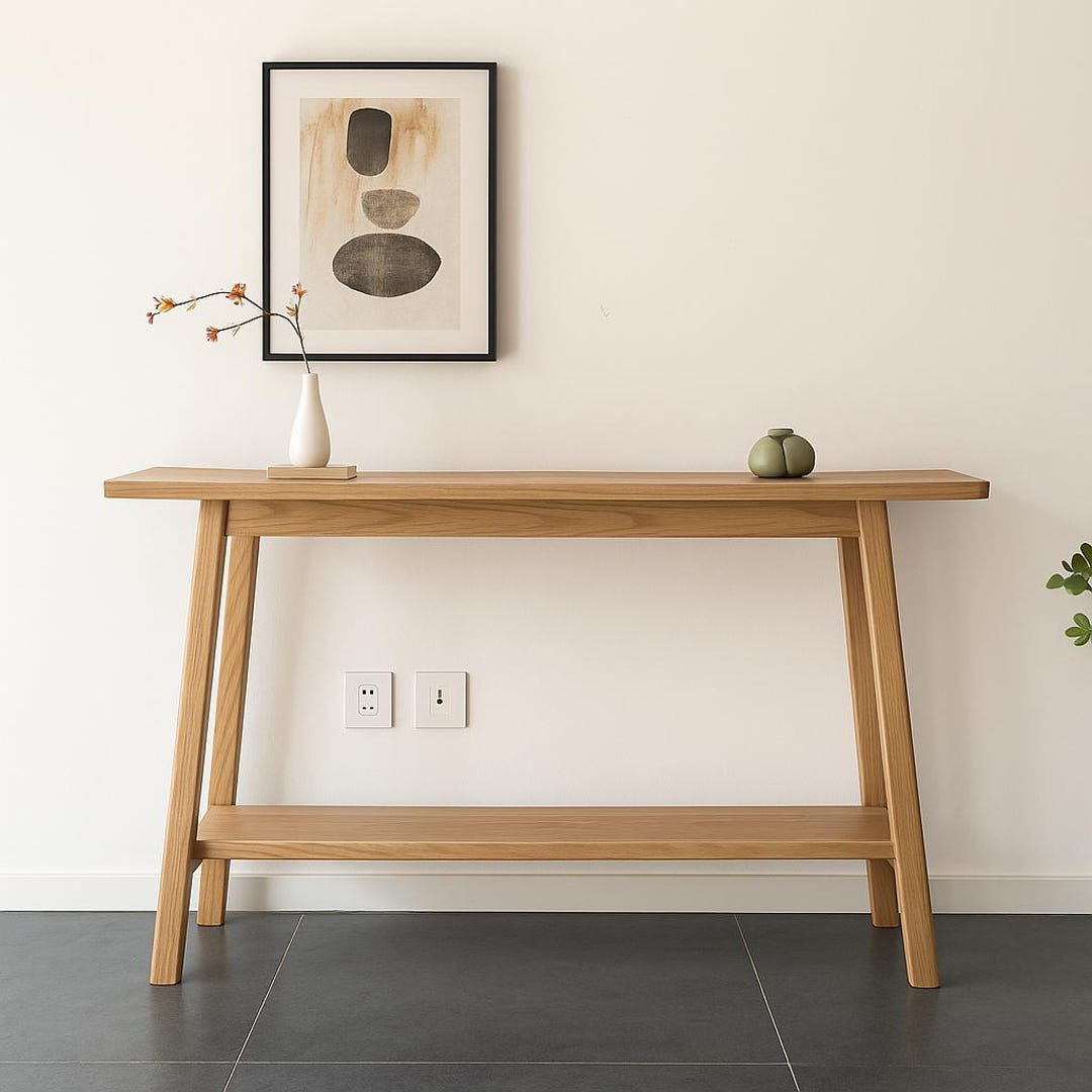 Wood Console Table White Oak Hallway Console Oak Furniture Mid Century ...