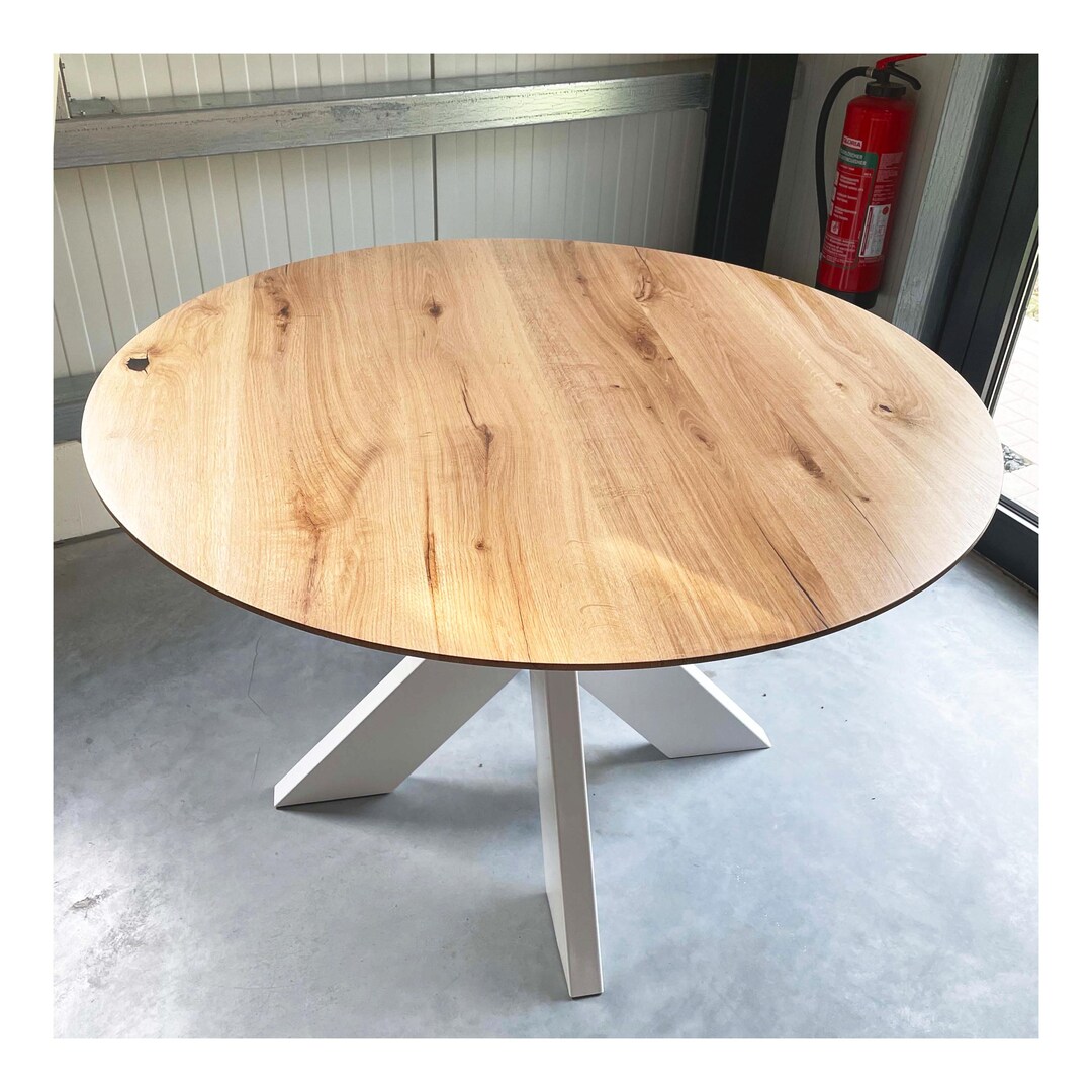Solid Rustic Oak Round Table Top: Custom Wood Dining Countertop or Desk ...