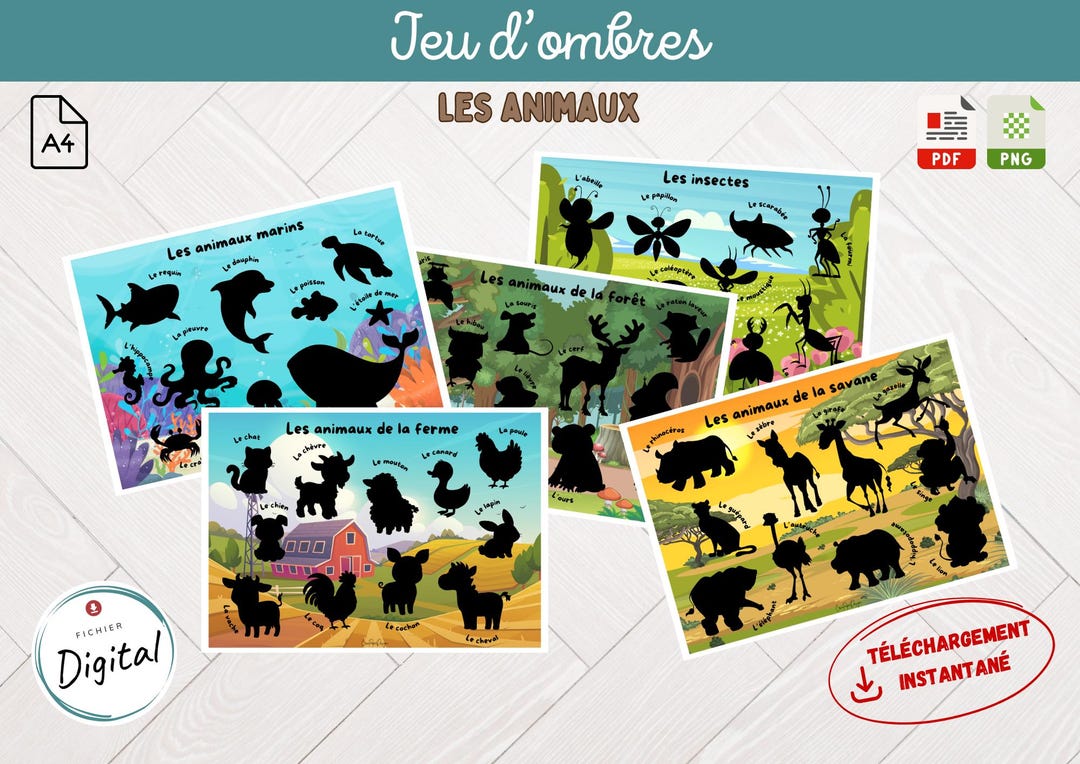 Animal Shadow Matching Game - Printable Children's Activity - Fun ...