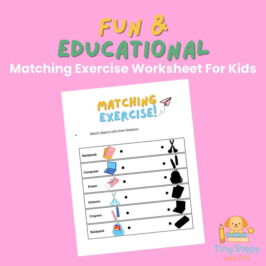 School Matching Game Worksheet: Preschool & Kindergarten Printable (PDF ...