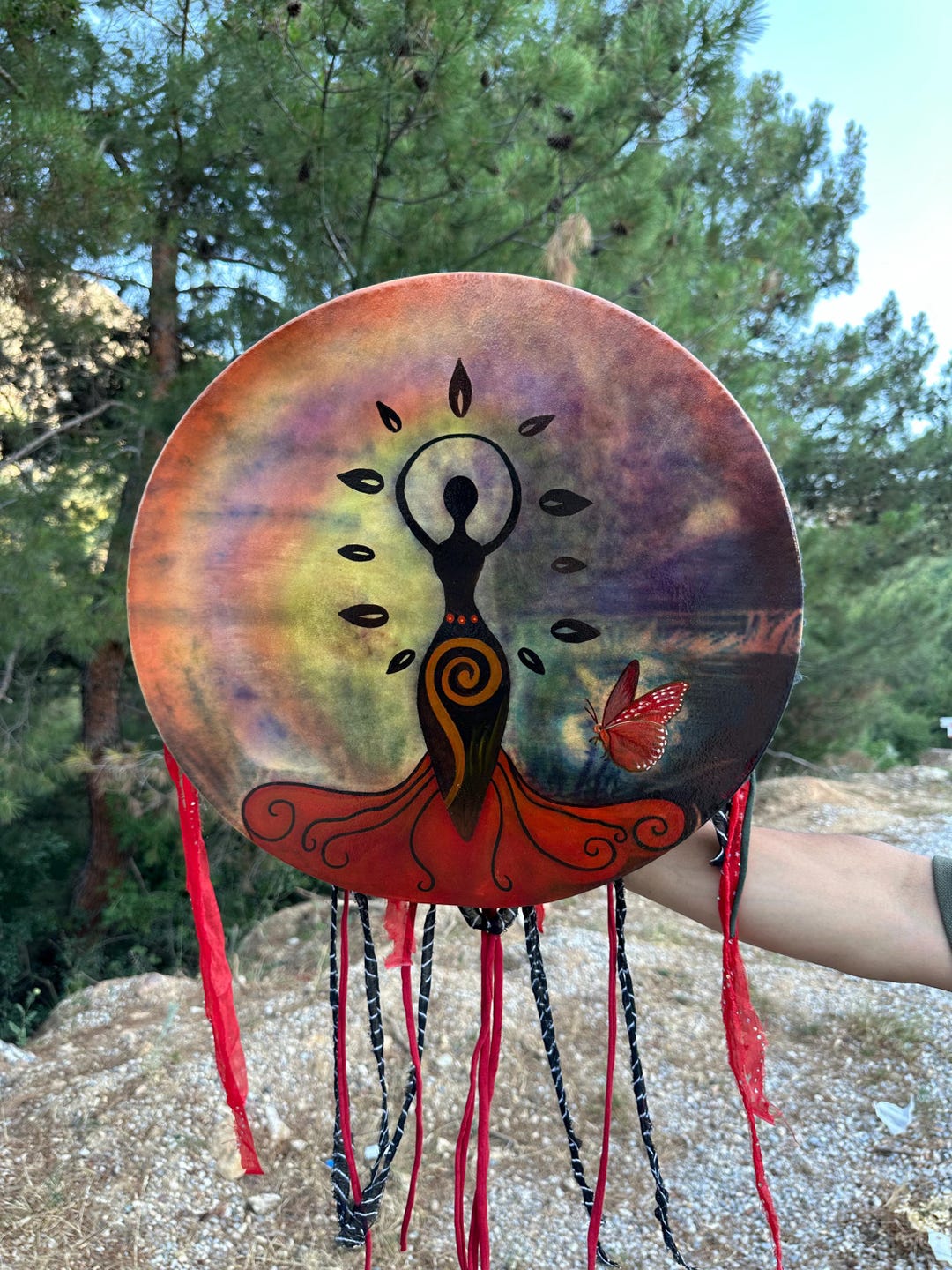 18-inch Hand Painting Traditional Gaia Shamanic Drum - Handcrafted ...