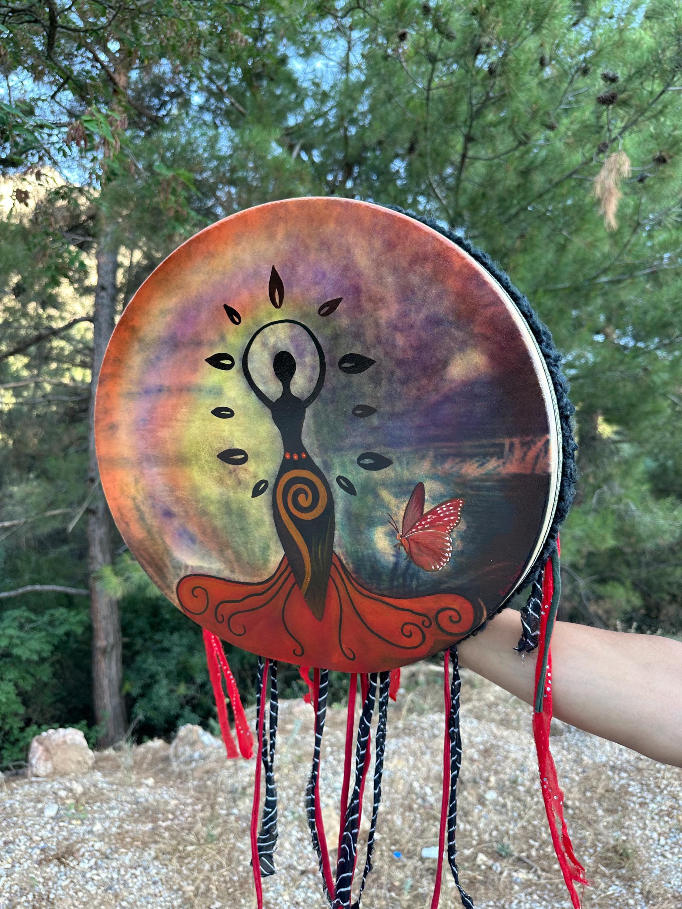 18-inch Hand Painting Traditional Gaia Shamanic Drum - Handcrafted ...