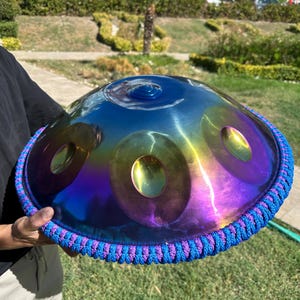 432hz D Minor 9 Note Titanium Handpan Kurd Makam, Multicolored ...