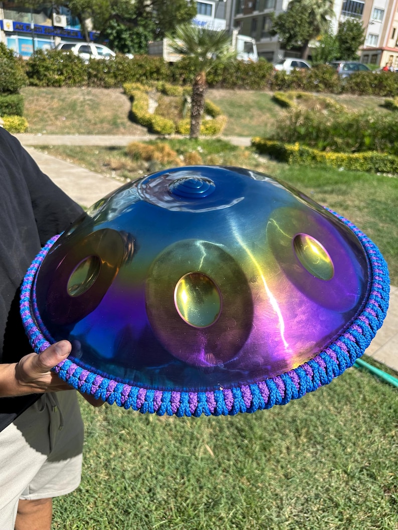 432hz D Minor 9 Note Titanium Handpan Kurd Makam, Multicolored ...