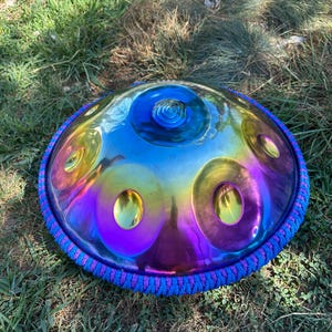432hz D Minor 9 Note Titanium Handpan Kurd Makam, Multicolored ...