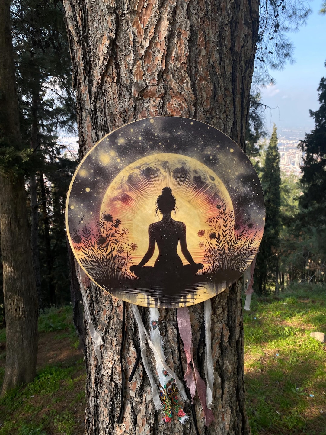 21-inch Traditional Shamanic Woman Drum – Handcrafted Goddess Sun Drum ...
