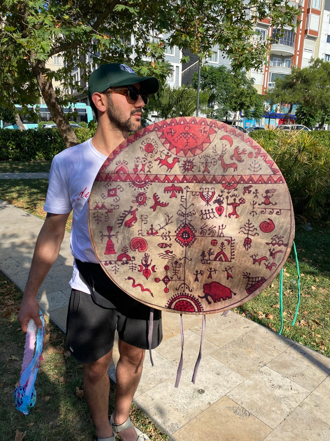 23-inch Traditional Shamanic Drum - Meditation and Ritual Drum for ...