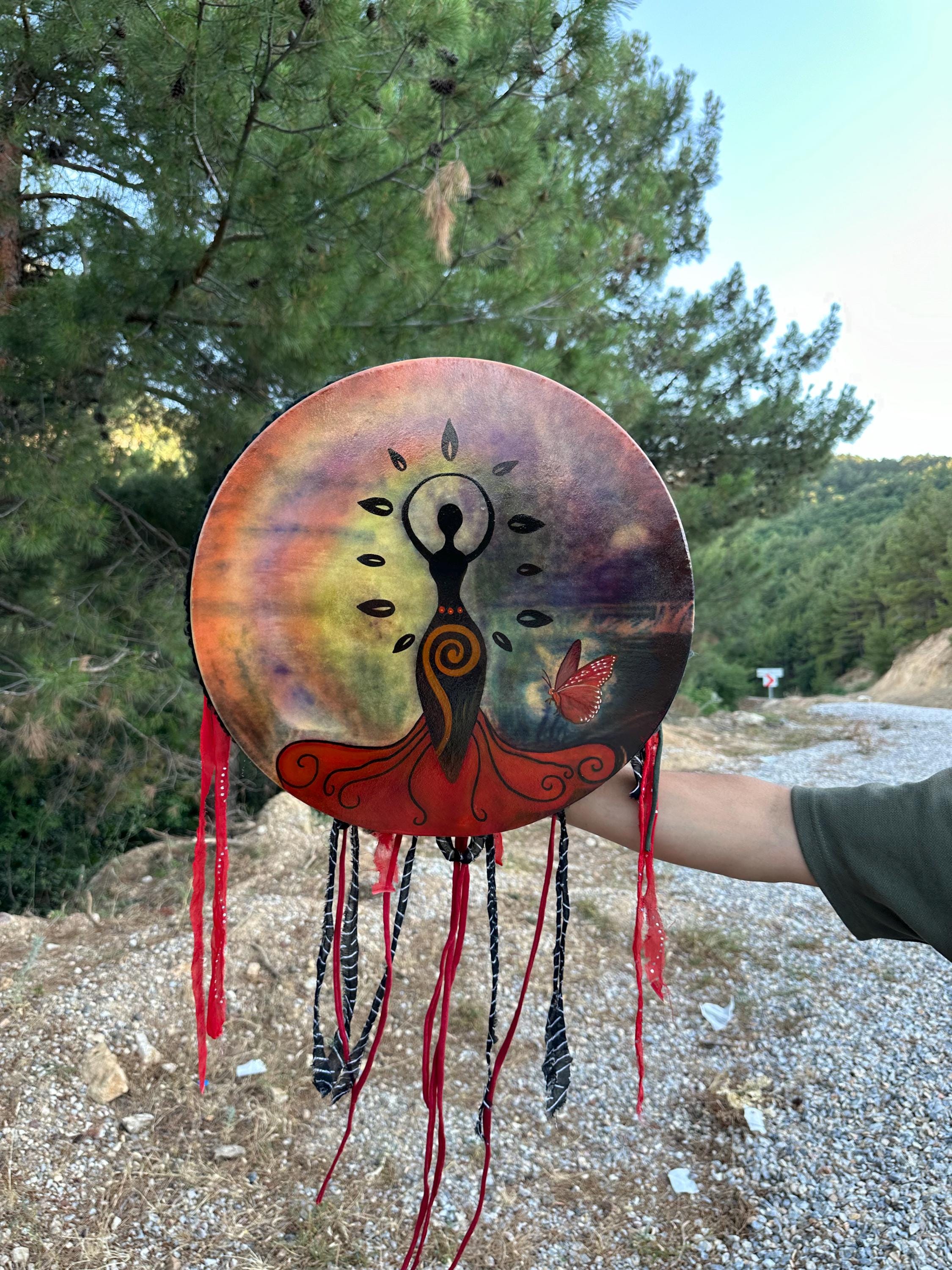 18-inch Hand Painting Traditional Gaia Shamanic Drum Handcrafted Ritual ...