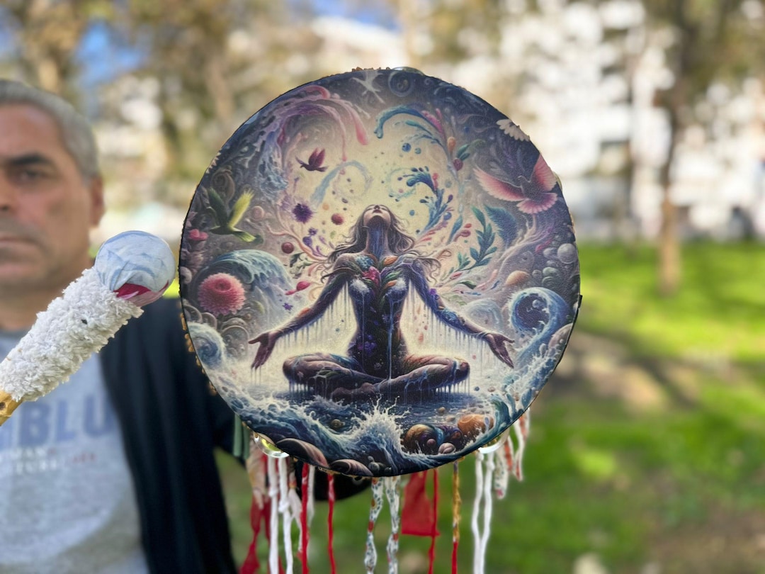 10 Inch Traditional Goddess Shamanic Drum | Handcrafted Woman Drum ...