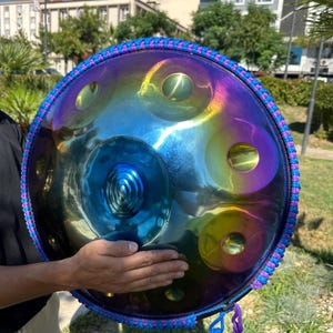 432hz D Minor 9 Note Titanium Handpan Kurd Makam, Multicolored ...