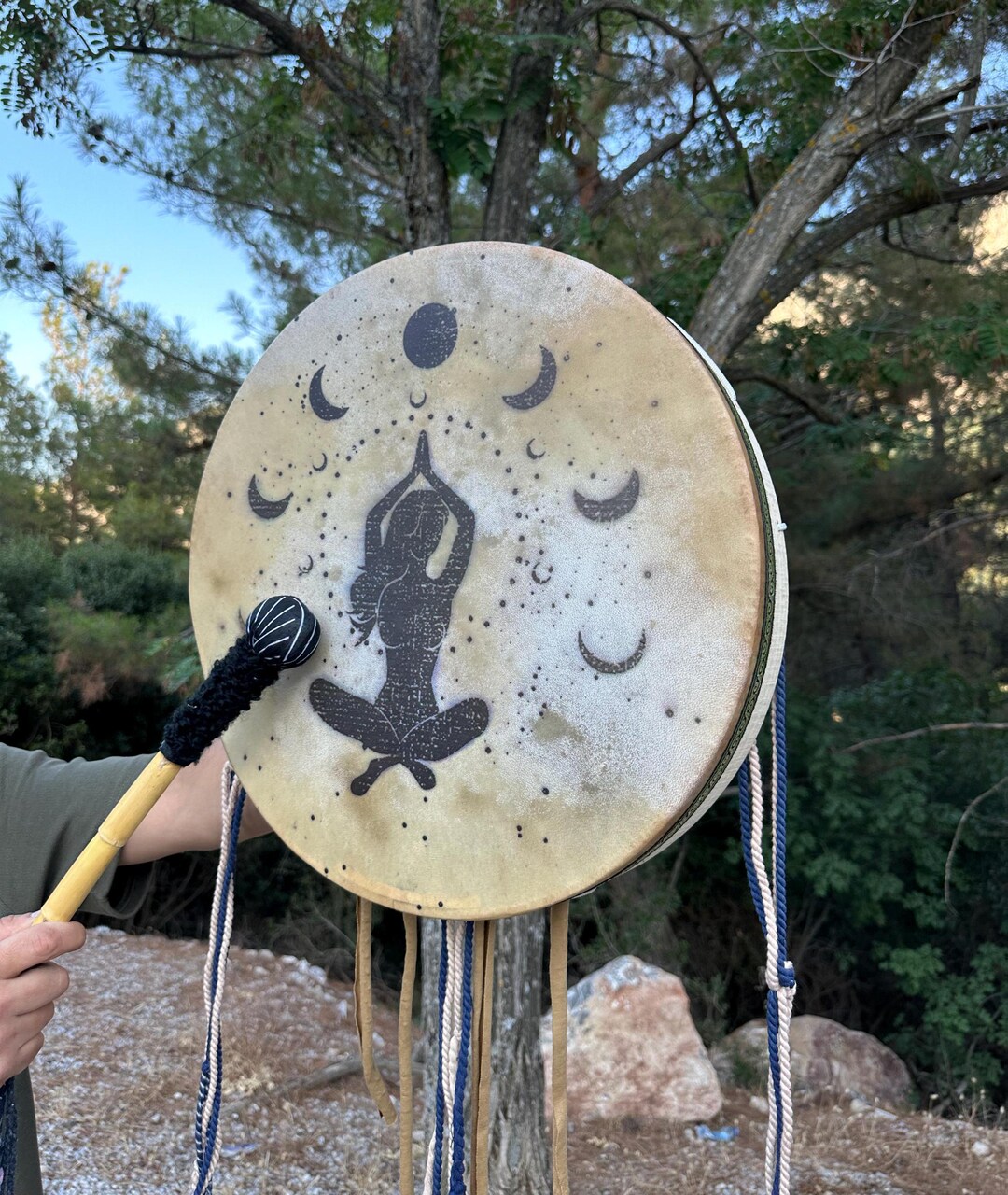18-inch Traditional Shamanic Ritual Drum - Woman Drum | Meditation Drum ...