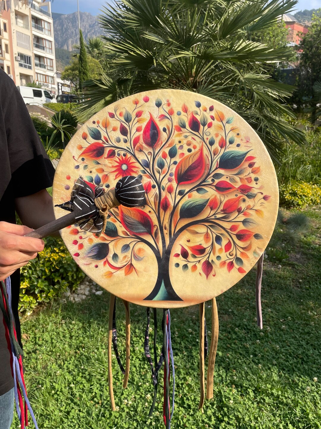 18-inch Tree of Life Shamanic Drum | Traditional Meditation Drum ...