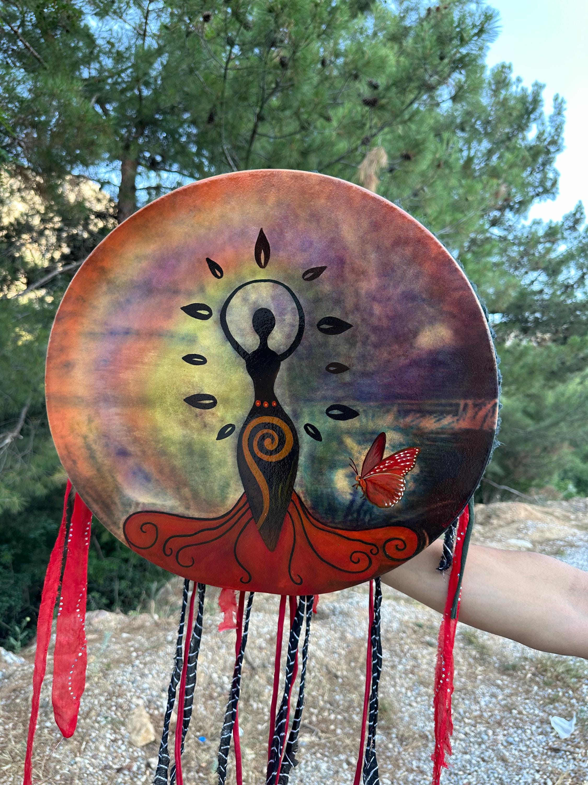 18-inch Hand Painting Traditional Gaia Shamanic Drum - Handcrafted ...