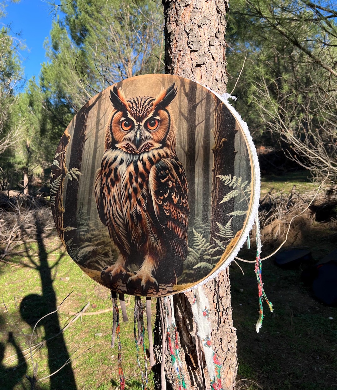 21-inch Traditional Owl Shamanic Drum - Women’s Meditation Drum ...