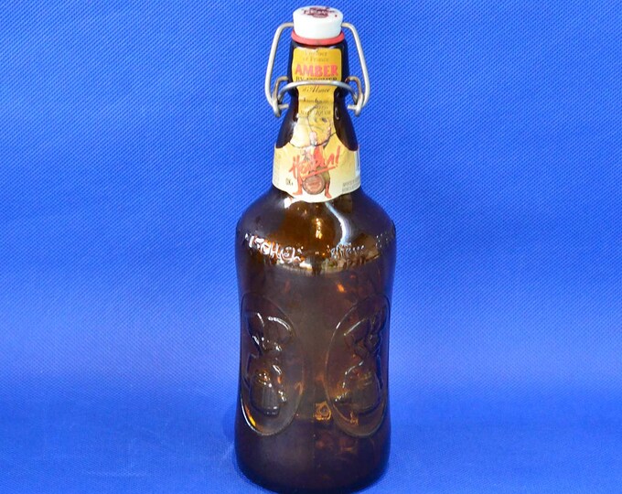 Brown Glass Amber Beer Bottle by Fischer D'alsace With Porcelain Swing ...