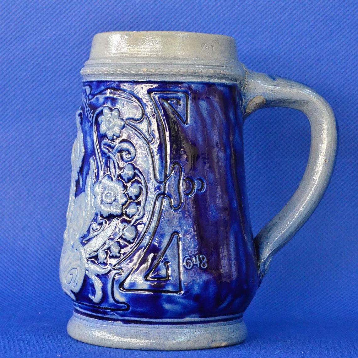 Vintage German Blue Stoneware Beer Stein PROSIT - Etsy