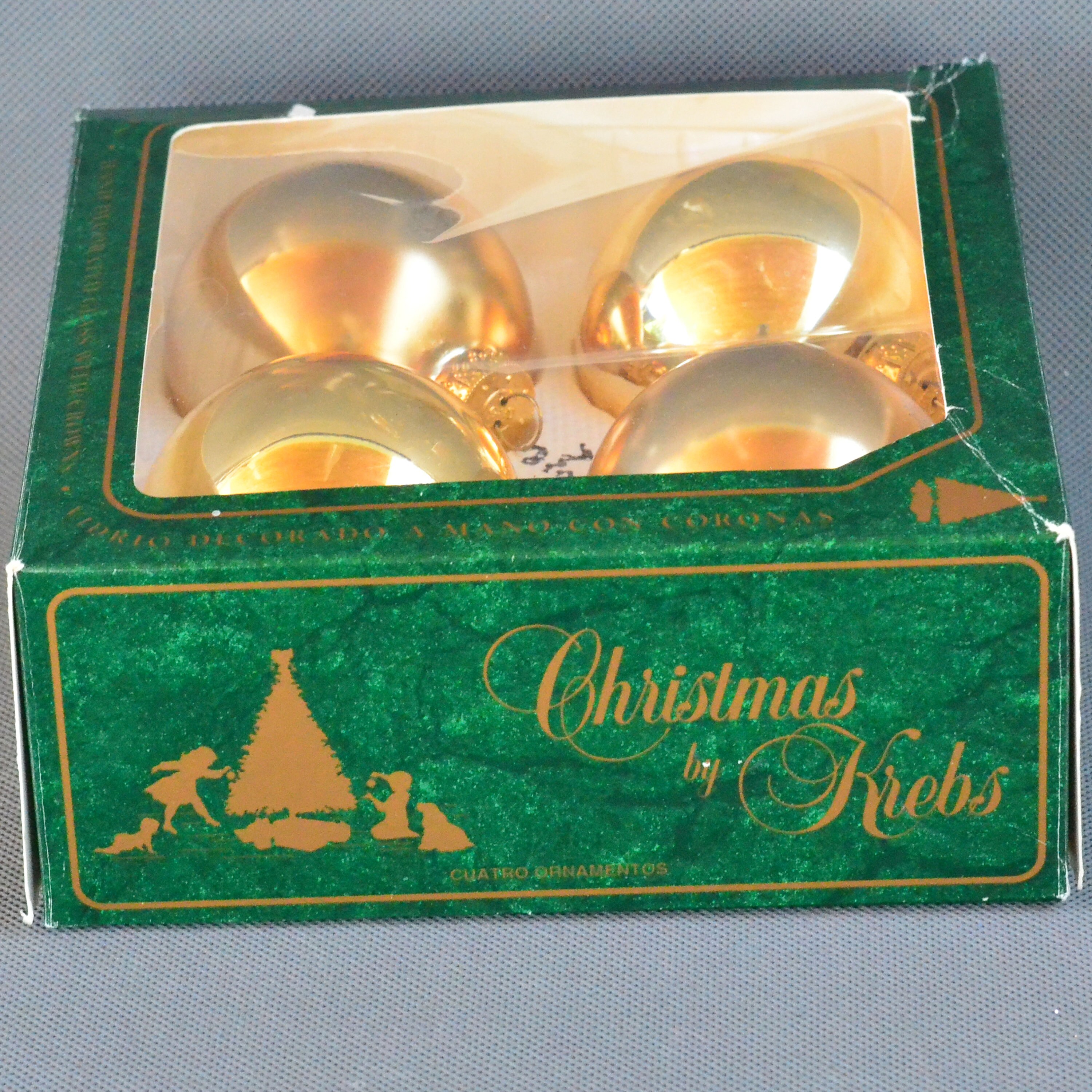 Set of 4 Christmas by Krebs Gold Tree Ornaments With Crowns - 2 3/4 ...