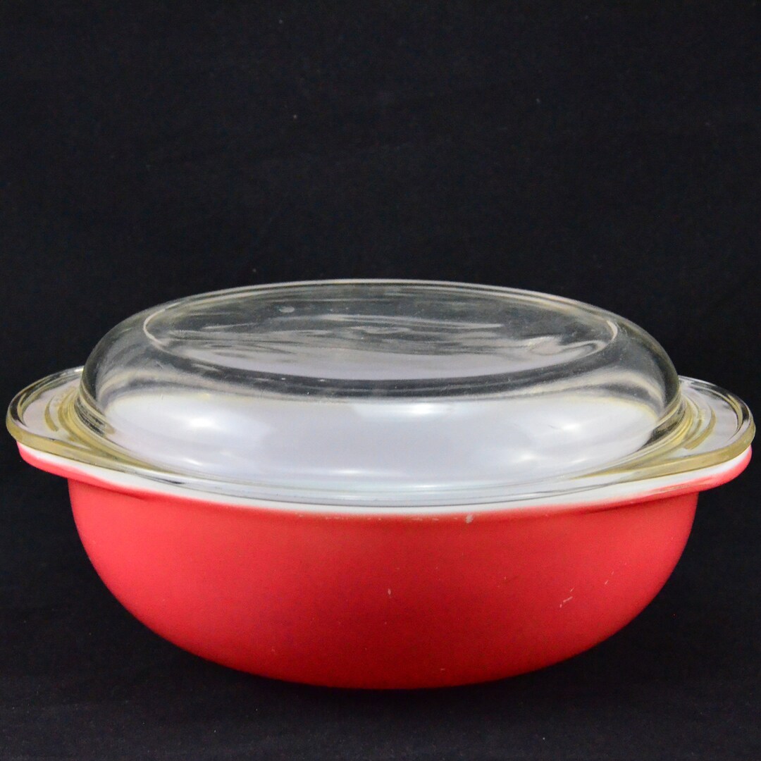 Mid-century Pyrex Red or Flamingo 2 Quart Casserole #024 With Clear ...