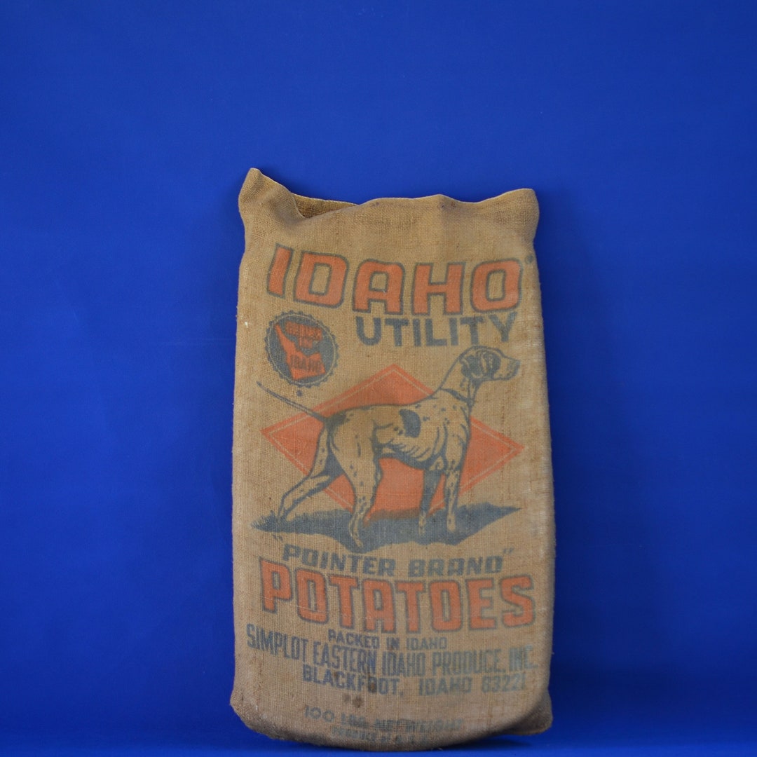 Vintage Pointer Brand Idaho Potatoes Burlap Sack 100 LBS Gunny Sack ...