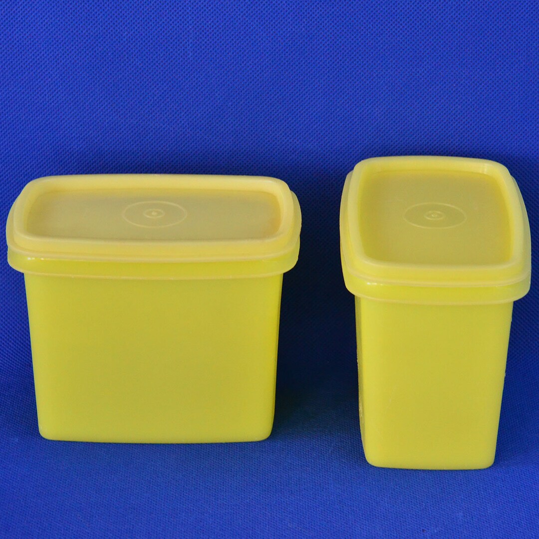 Vintage Tupperware Set of 2 Yellow Shelf Space Saver Storage Containers ...