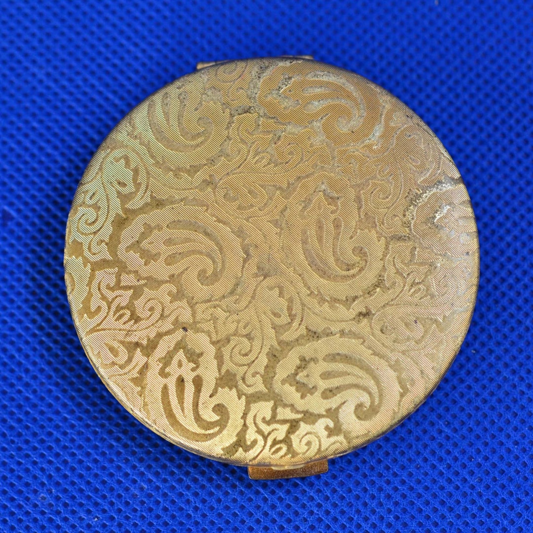 Vintage Revlon Love Pat Compact With Paisley Design - Round Brass ...