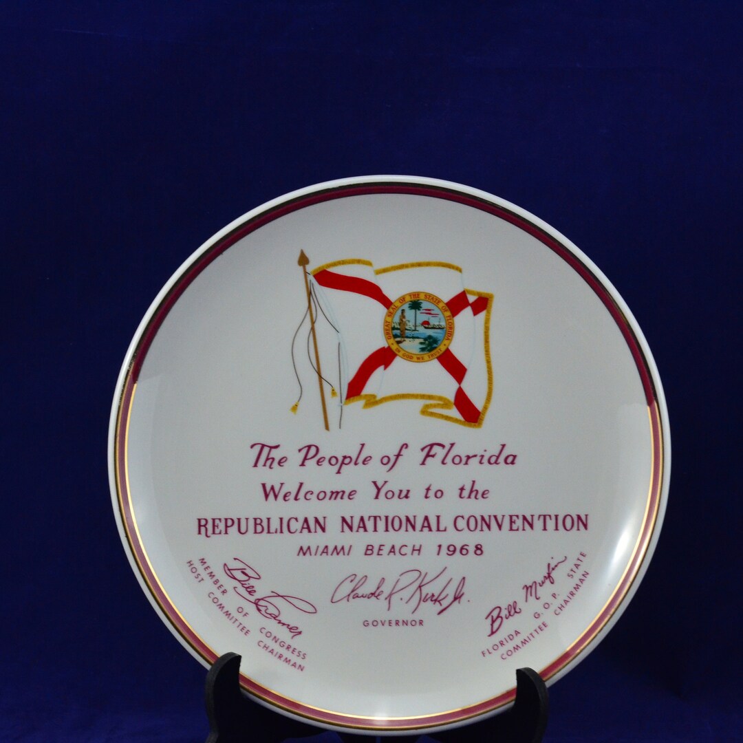 Republican National Convention Miami Beach Florida 1968 Souvenir Plate ...