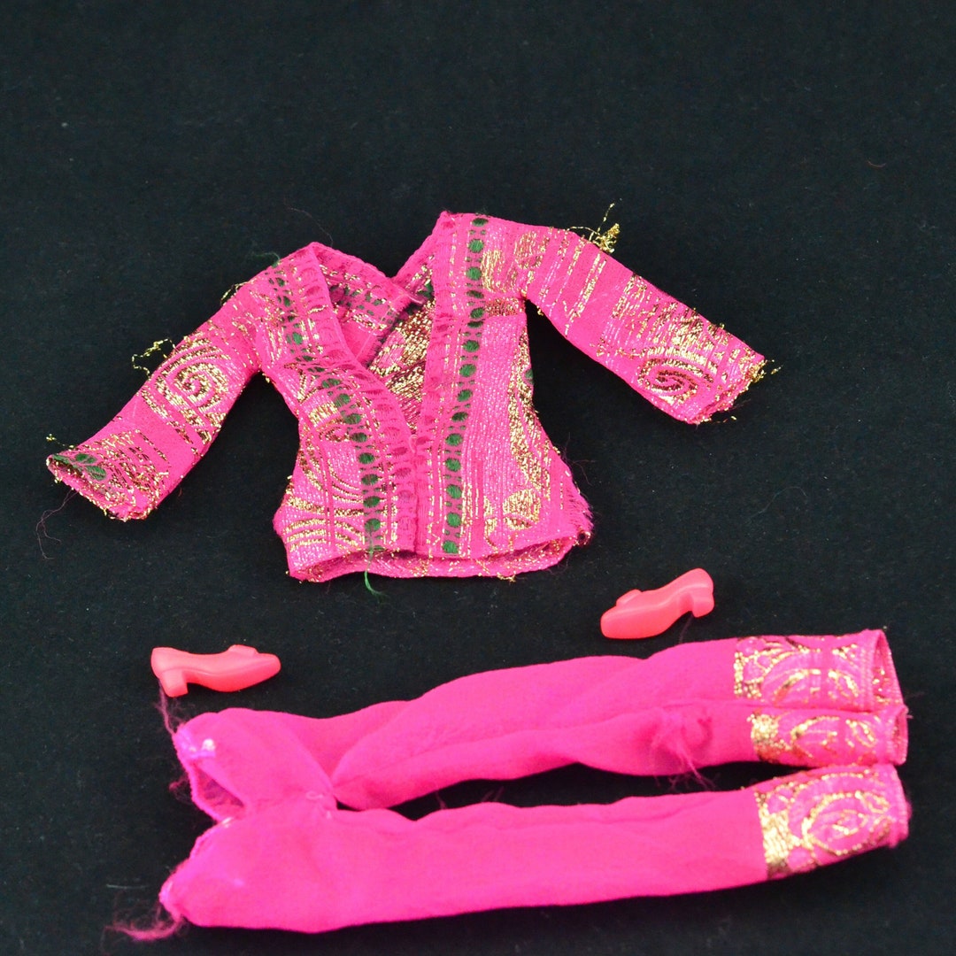 Vintage Barbie Bright N Brocade Outfit #1786 - Hot Pink Sheer Long ...