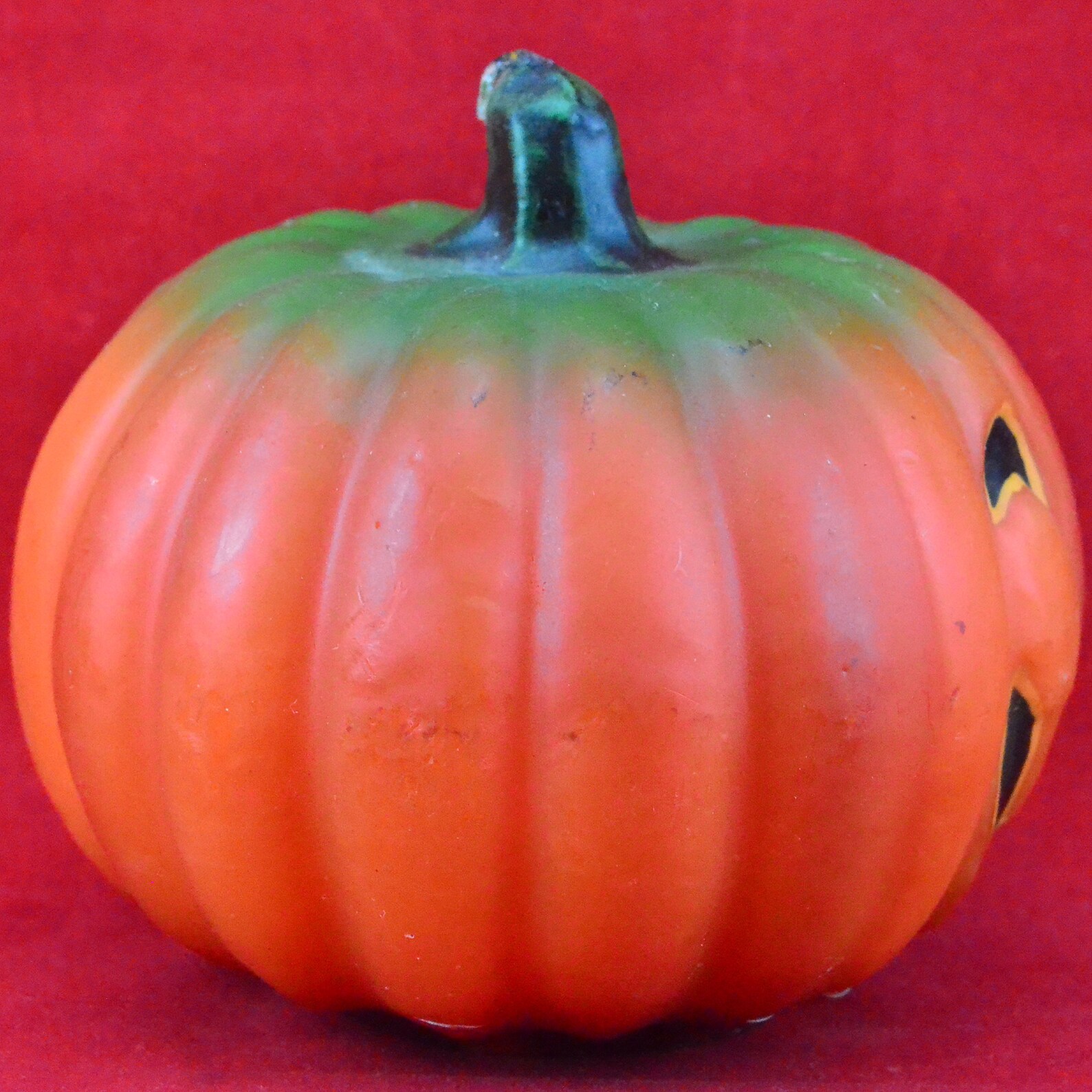 Mid-century Large Halloween Figural Novelty Candle - Pumpkin - Smiling ...