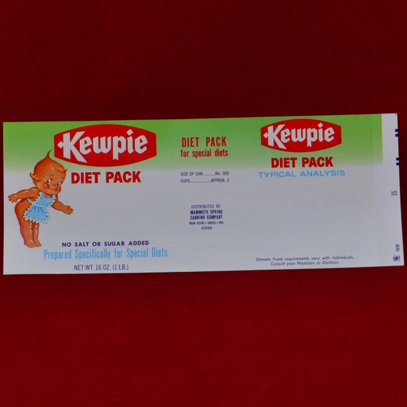 Kewpie Diet Pack Can Label Mammoth Spring Canning Company | Etsy