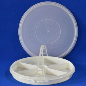 White Tupperware Party Susan Divided Veggie Serving Dish/tray 405 With ...