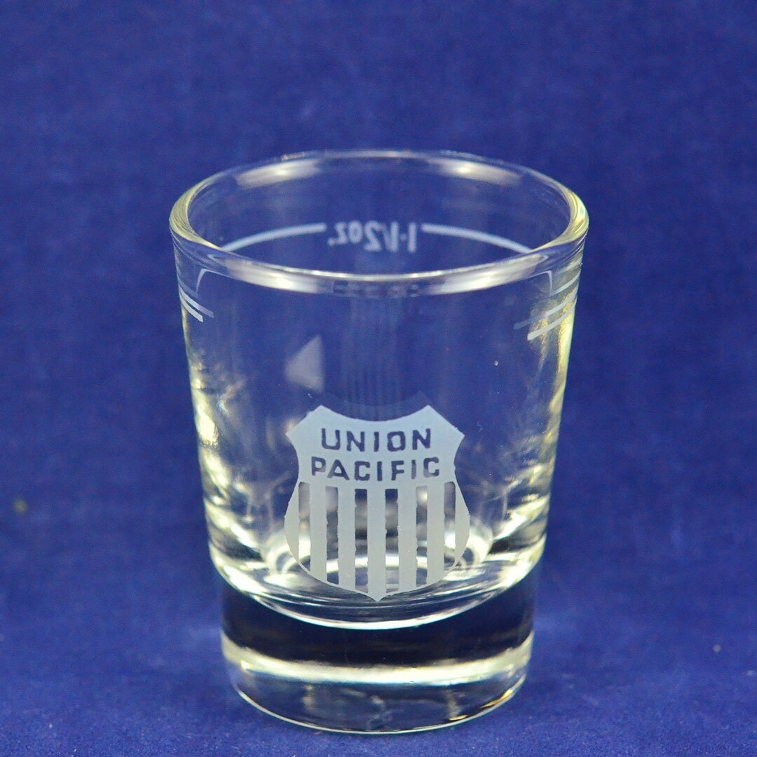 Vintage 1969 Shield Union Pacific Railroad Shot Glass - Etched Logo - 1 ...